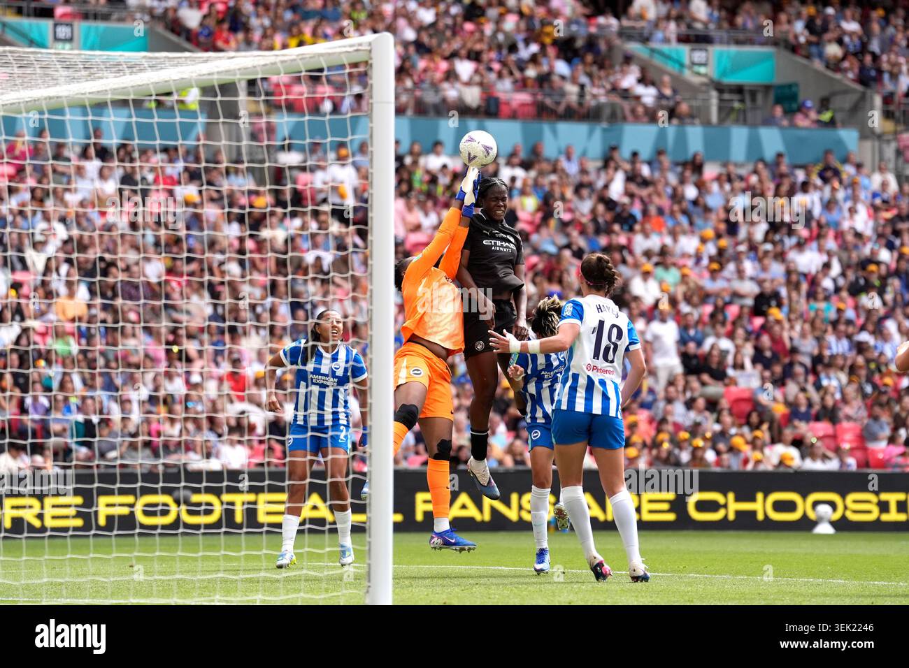 Manchester City's Khadija Shaw scores their side's first goal of the ...