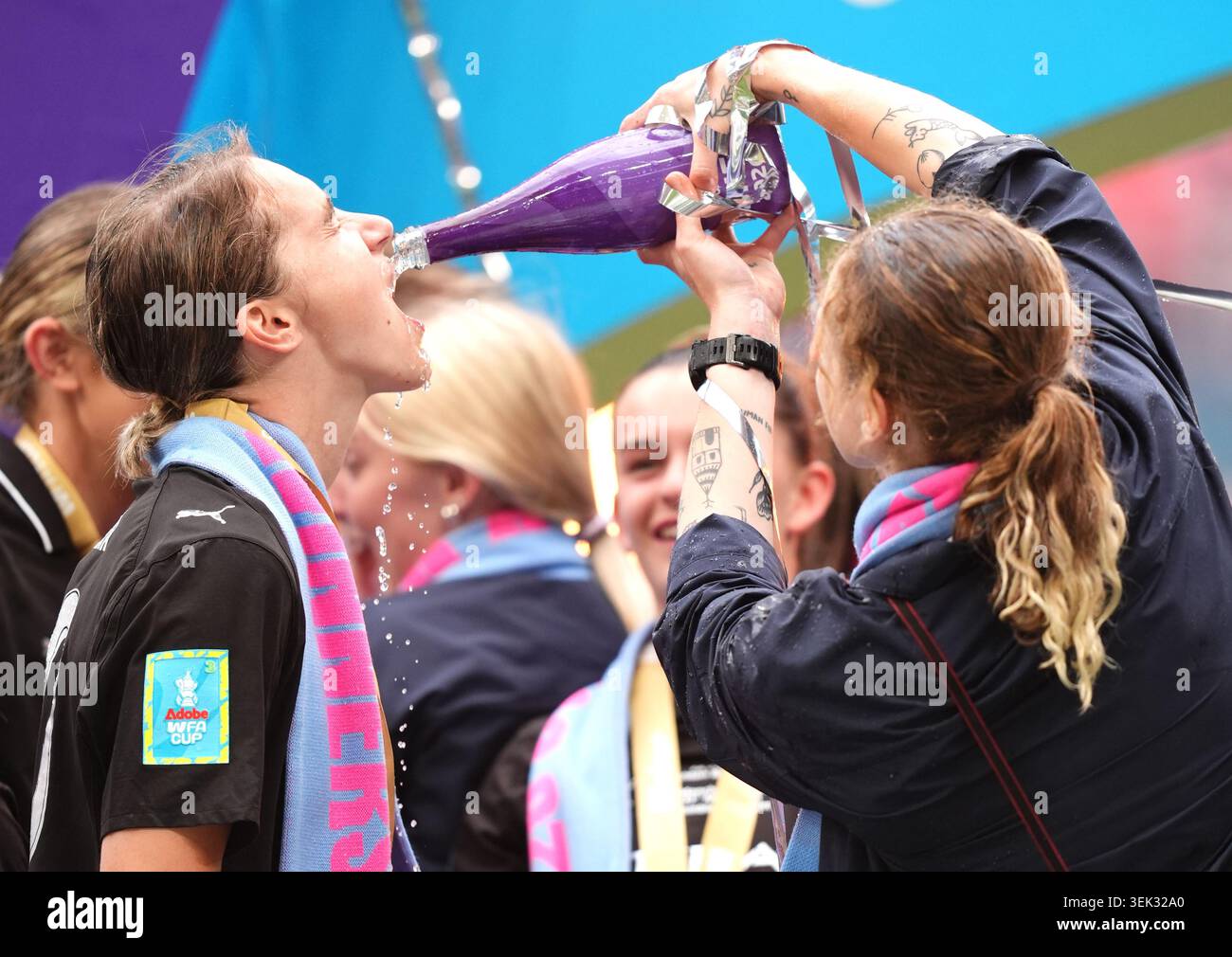Manchester City's Vivianne Miedema drinks from a bottle following the ...