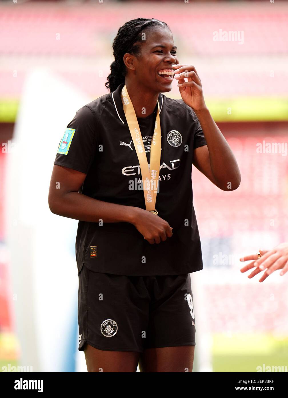 Manchester City's Khadija Shaw celebrates following the Adobe Women's ...