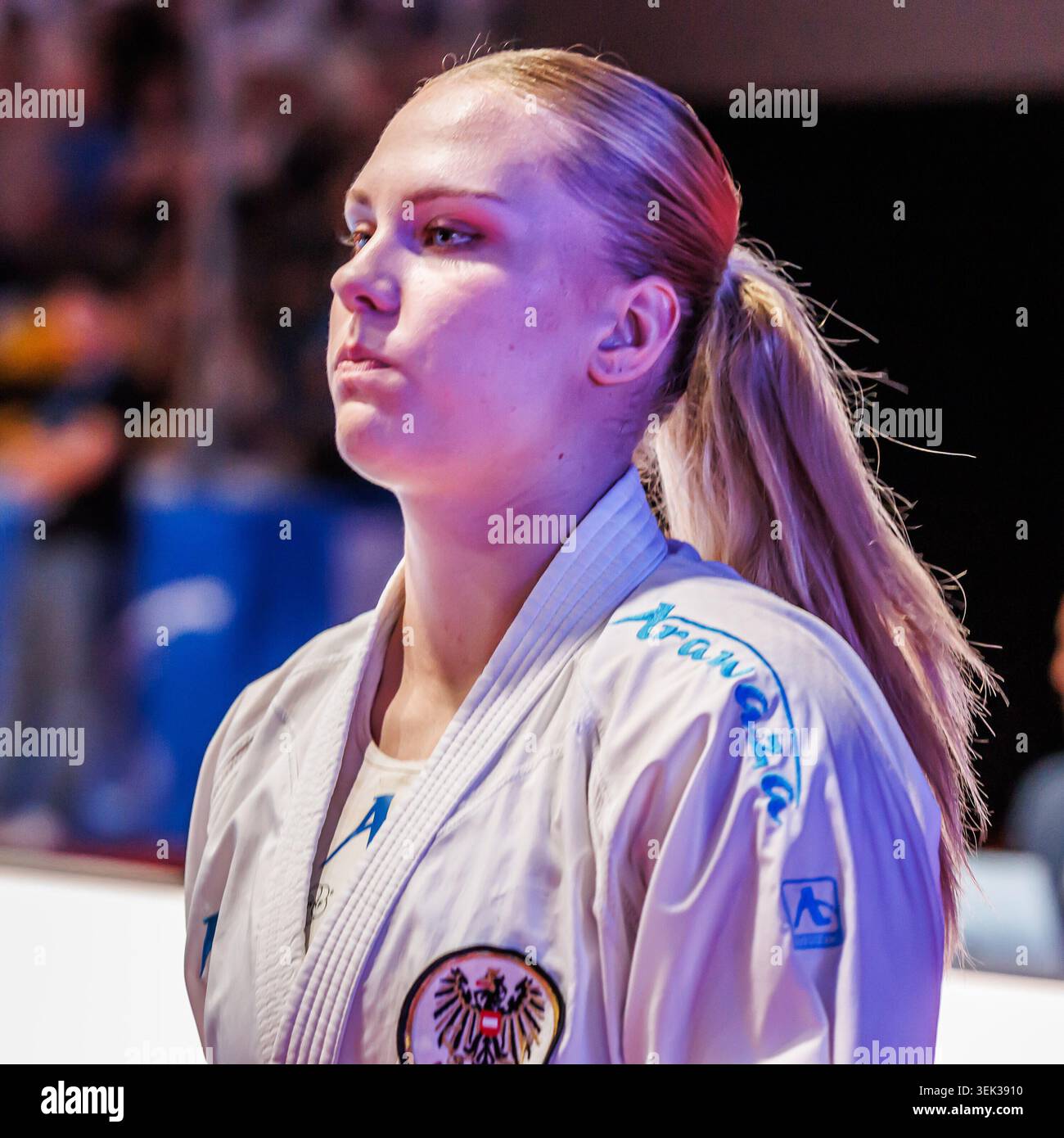Bronze match team kumite women; Austria (blue), 24.05.2026, Frankfurt ...