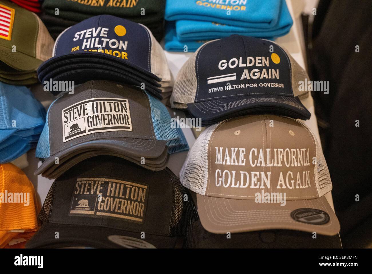 Steve Hilton merchandise for sale during a campaign event on Sunday ...