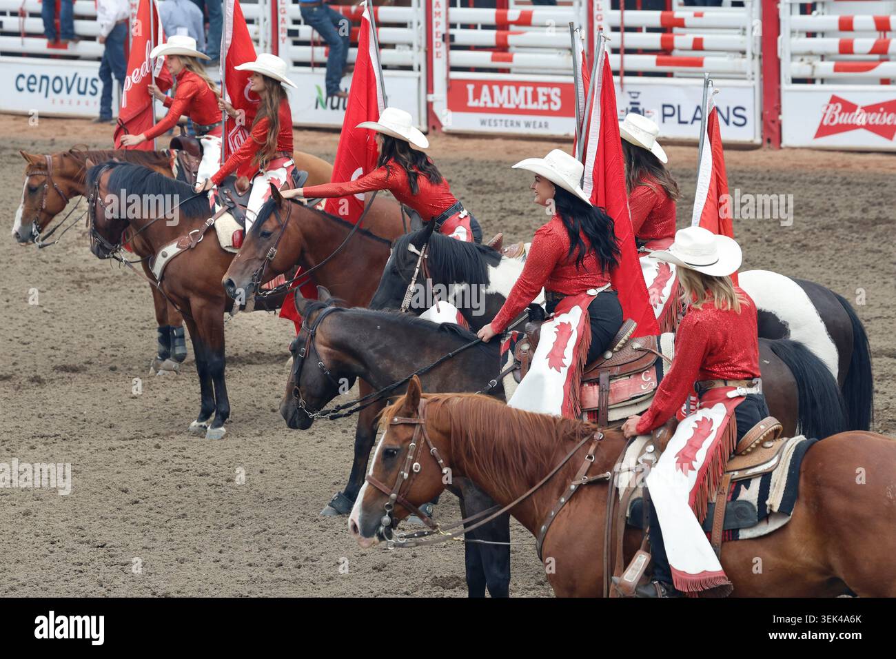 Opening ceremonies at the Calgary Stampede rodeo in Calgary, Alberta ...