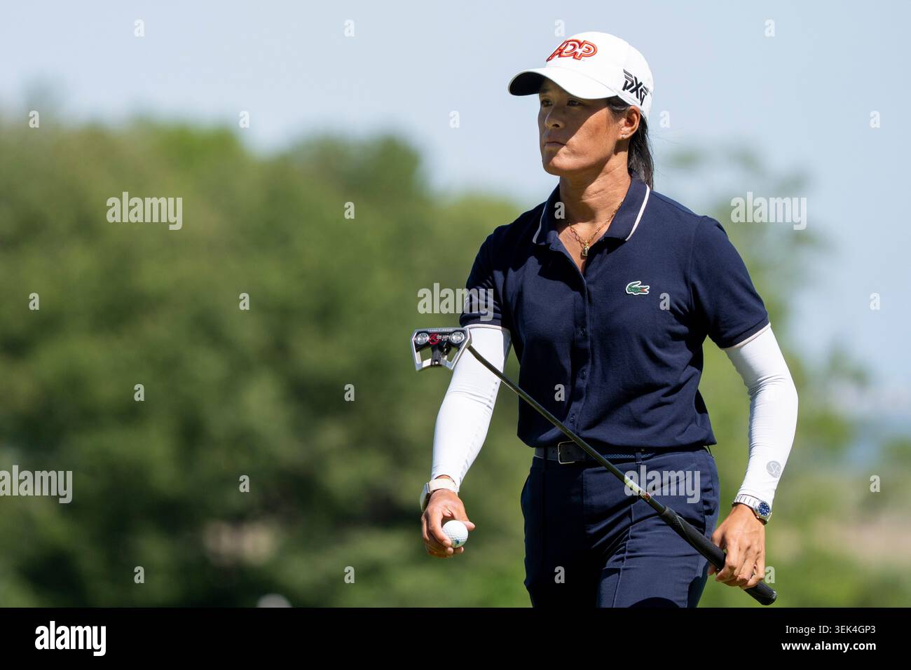 Celine Boutier looks on after the 13th hole during the final round of ...