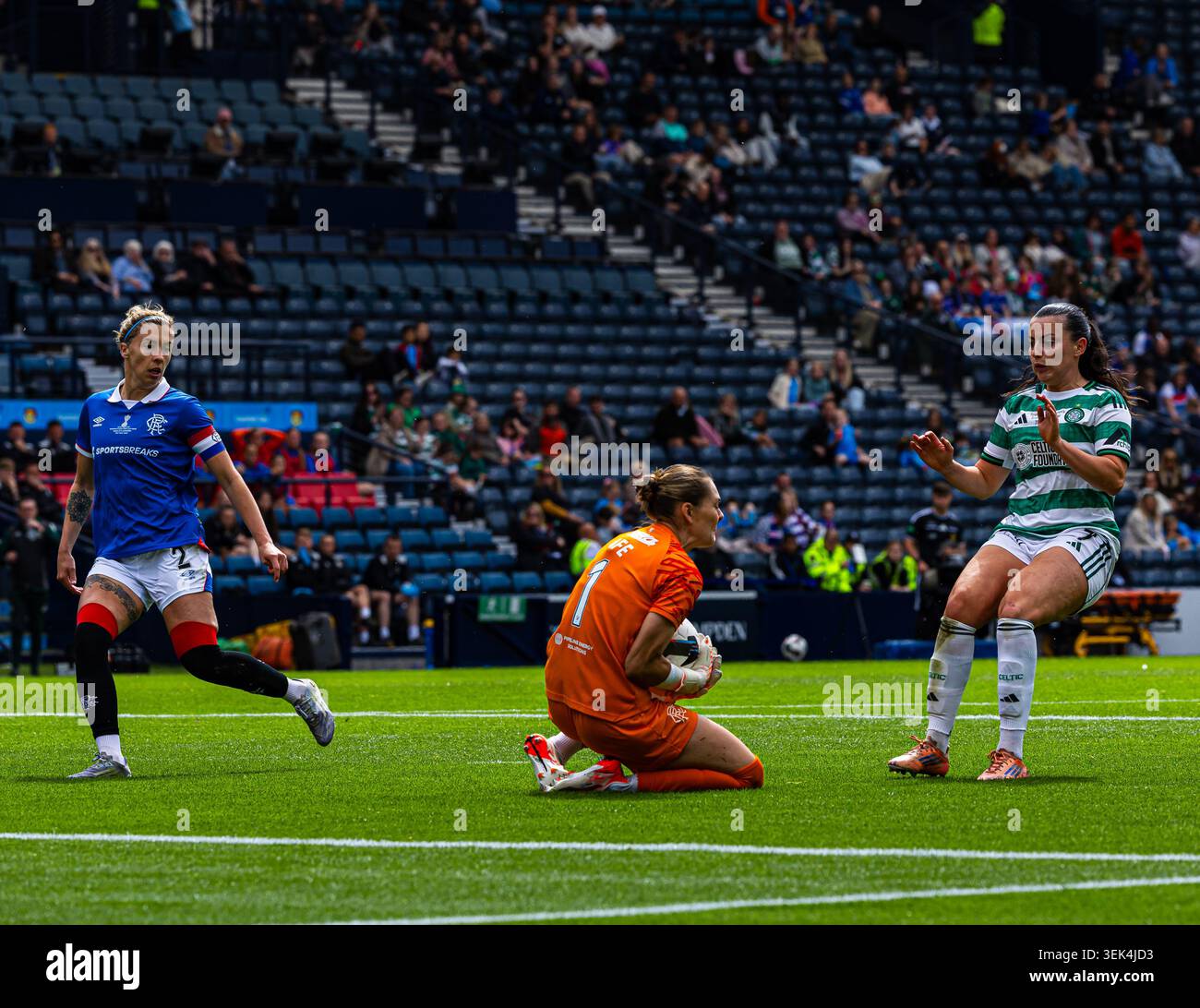 Jenna Fife smoothers the ball from Amy Gallacher during Rangers v ...