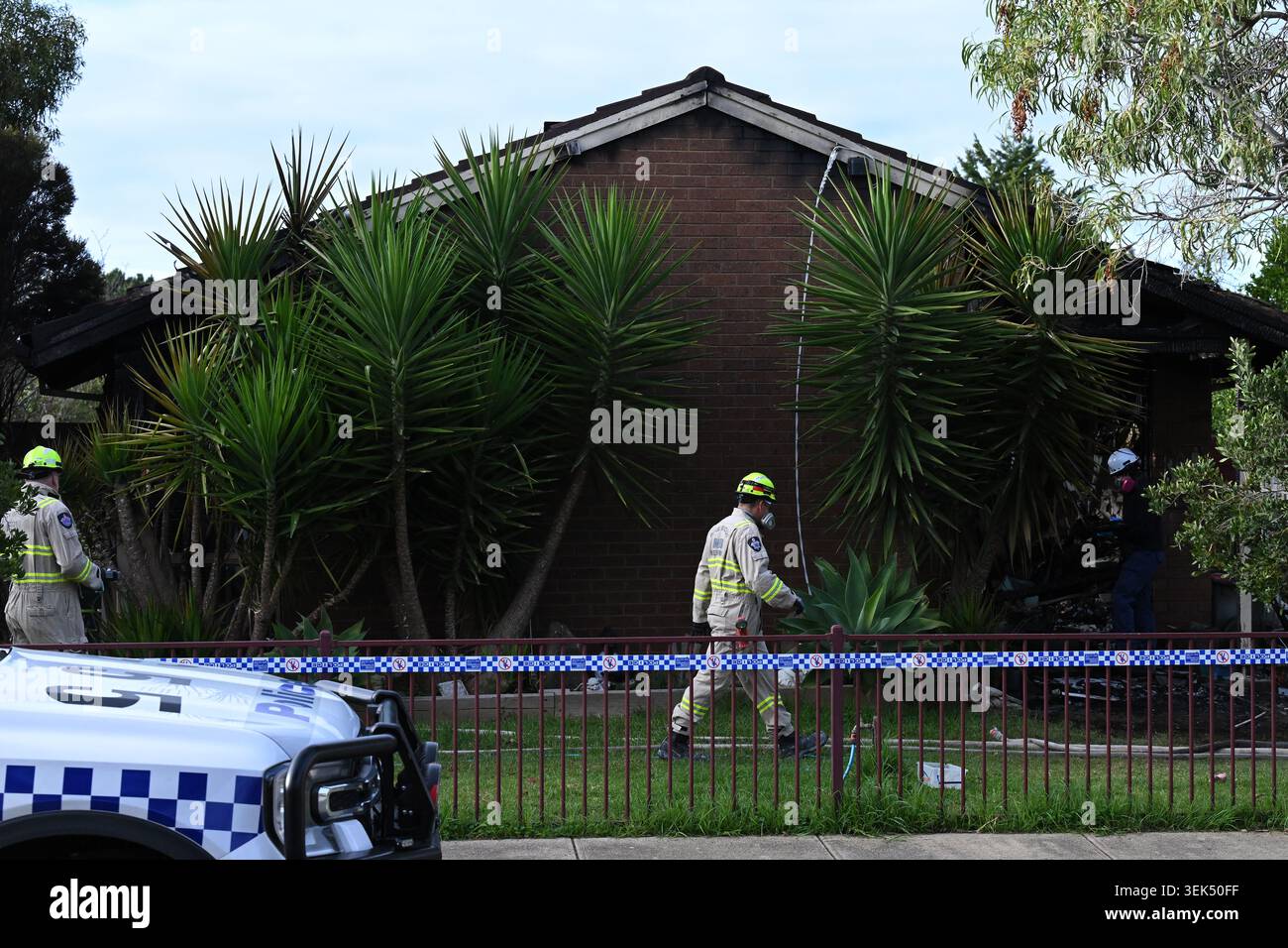 A general view of the scene of a fatal house fire in Werribee in ...