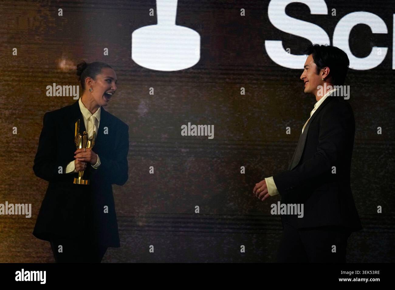 Sophie Nélisse reacts after receiving the Radius Award from Heated ...