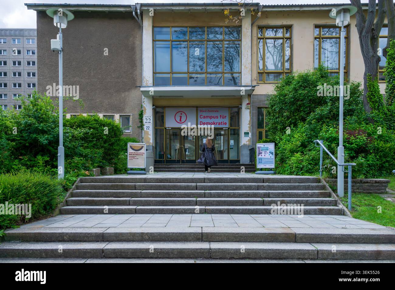 A visitor enters the Campus for Democracy on the grounds of the former ...