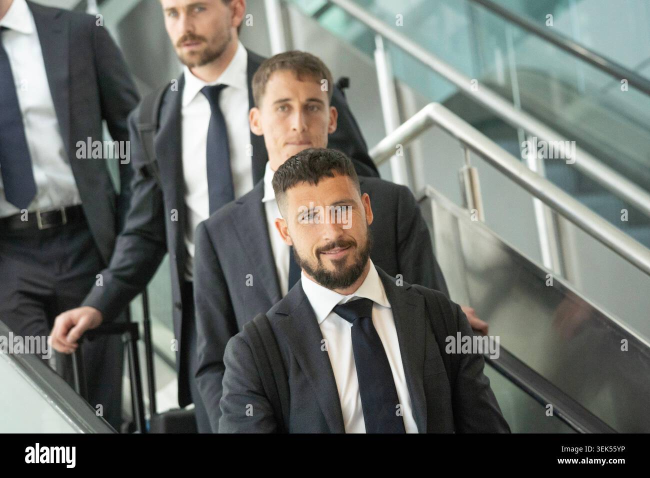 Australia's Mathew Leckie arrives with teammates ahead of the World Cup ...