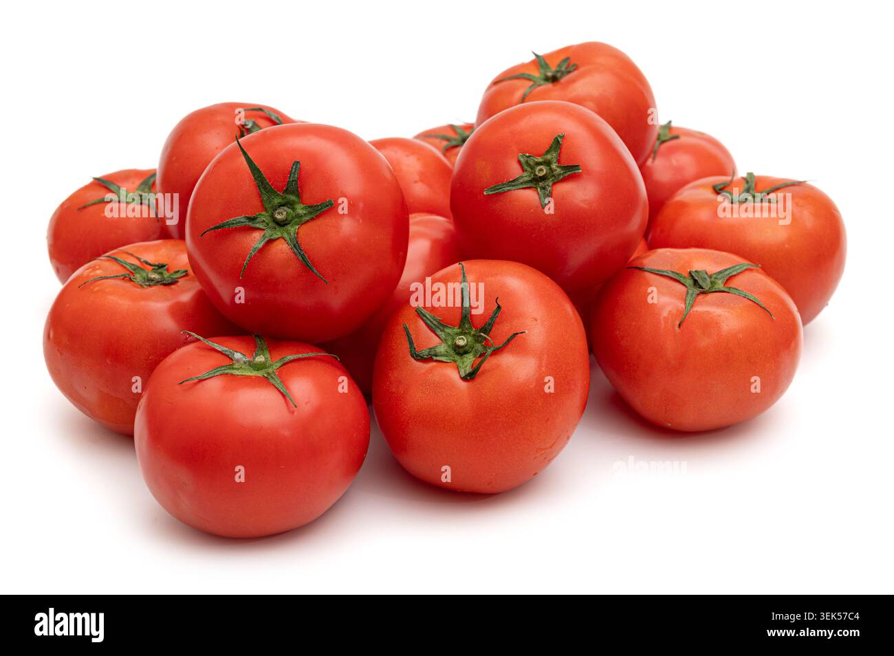 Pile of fresh red ripe tomatoes isolated on white background Stock ...