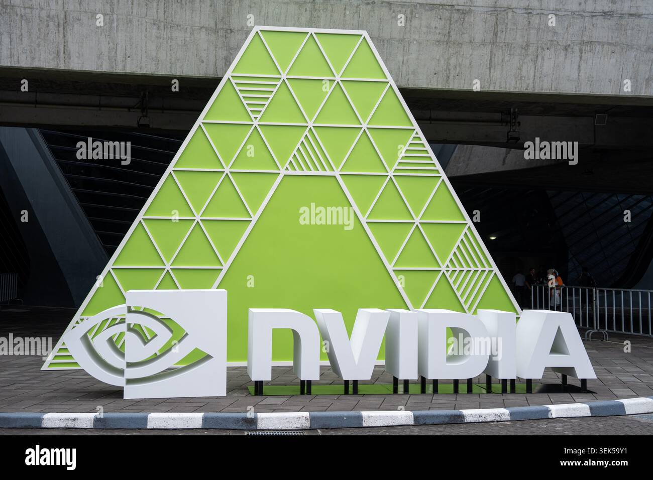 A general view showing the entrance to NVIDIA GTC,Nvidia CEO Jensen ...