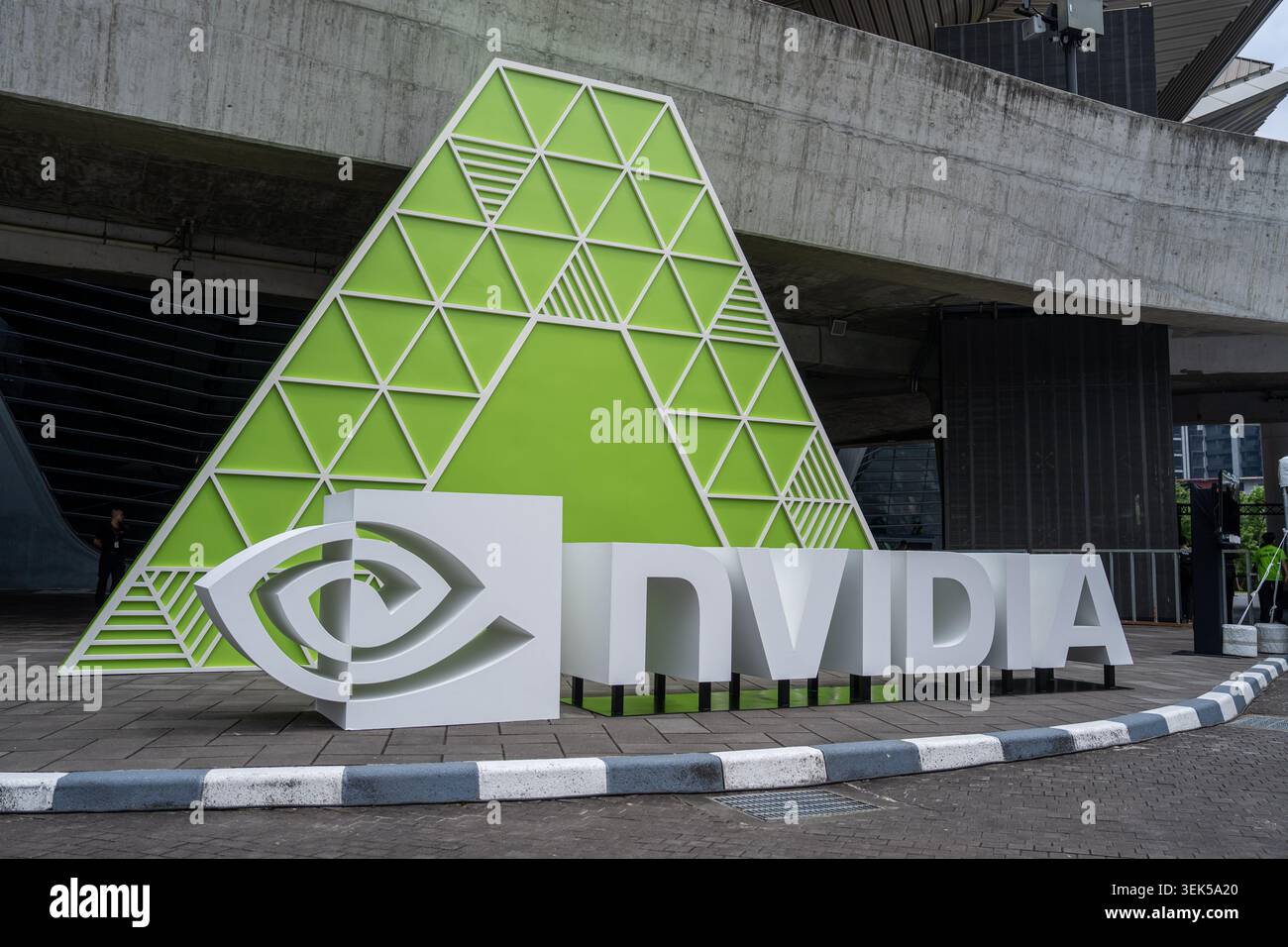 A general view showing the entrance to NVIDIA GTC,Nvidia CEO Jensen ...