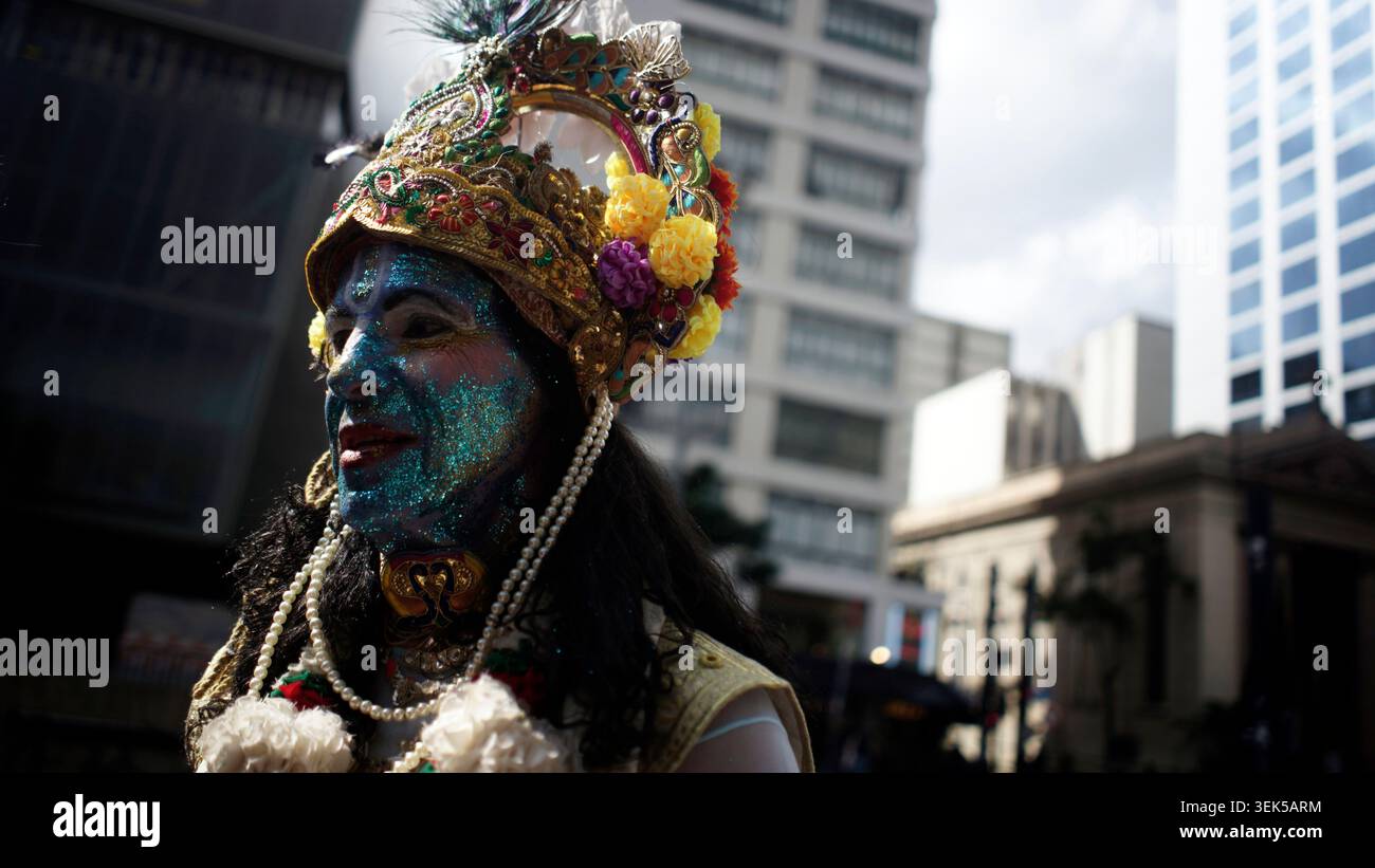 People celebrate the Ratha Yatra festival, in Sao Paulo, Brazil, on May ...