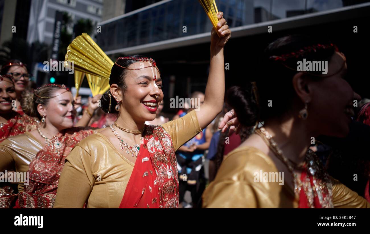 People celebrate the Ratha Yatra festival, in Sao Paulo, Brazil, on May ...