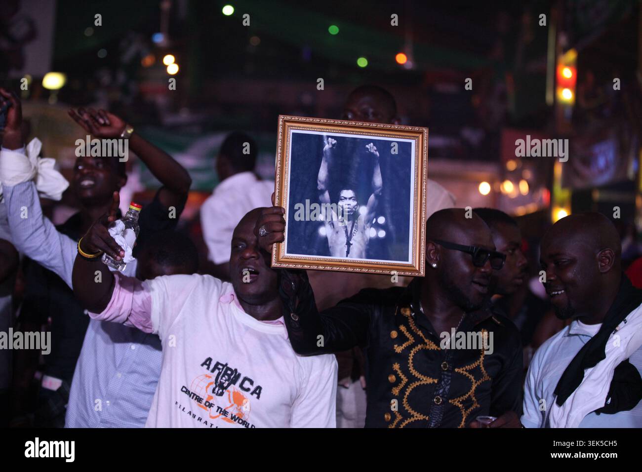 FILE - Afrobeat fans at the New Afrika Shrine in Lagos, Nigeria, Sunday ...