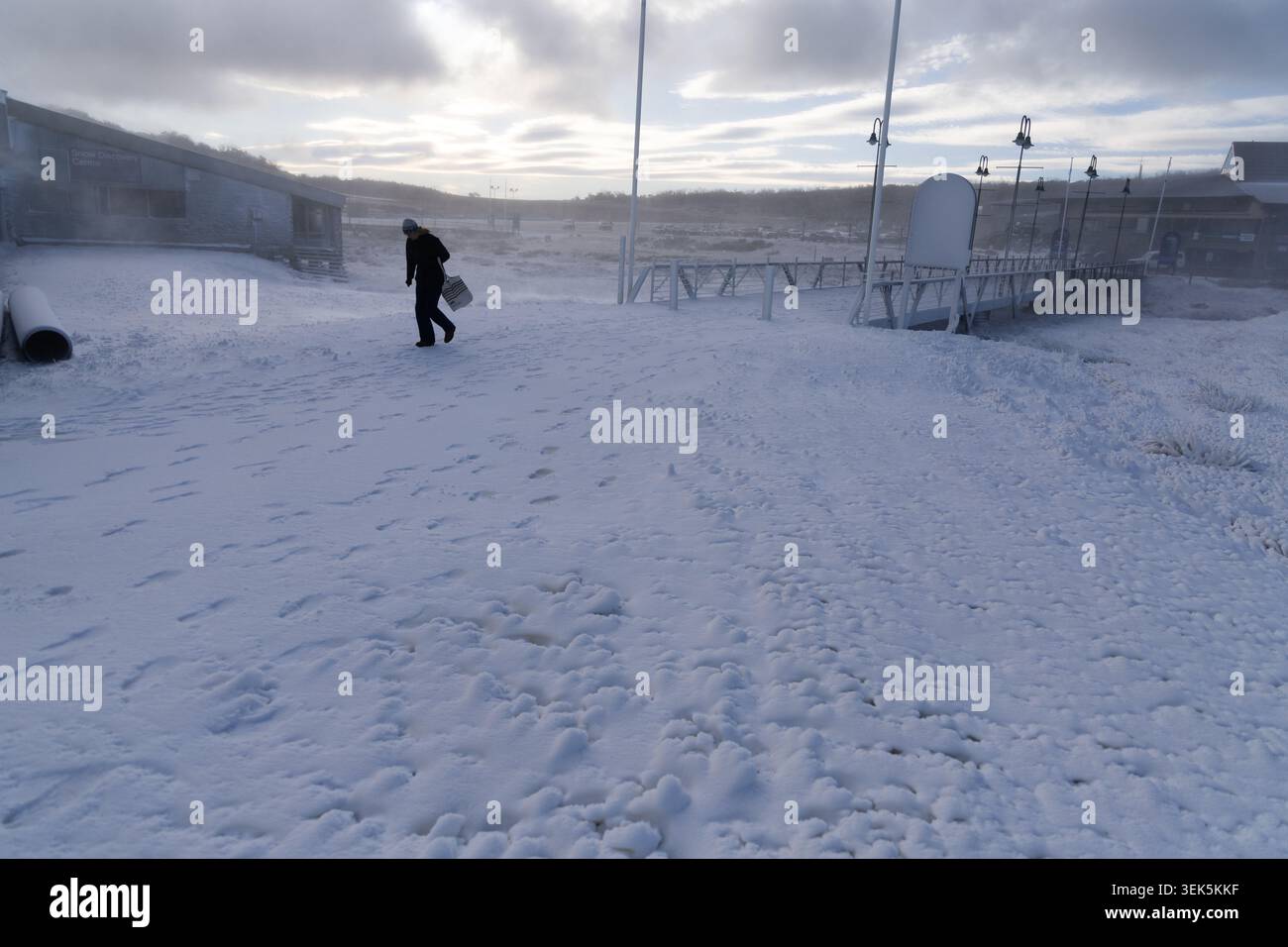 Fresh snow supplemented by man-made snow making on the first day of ...