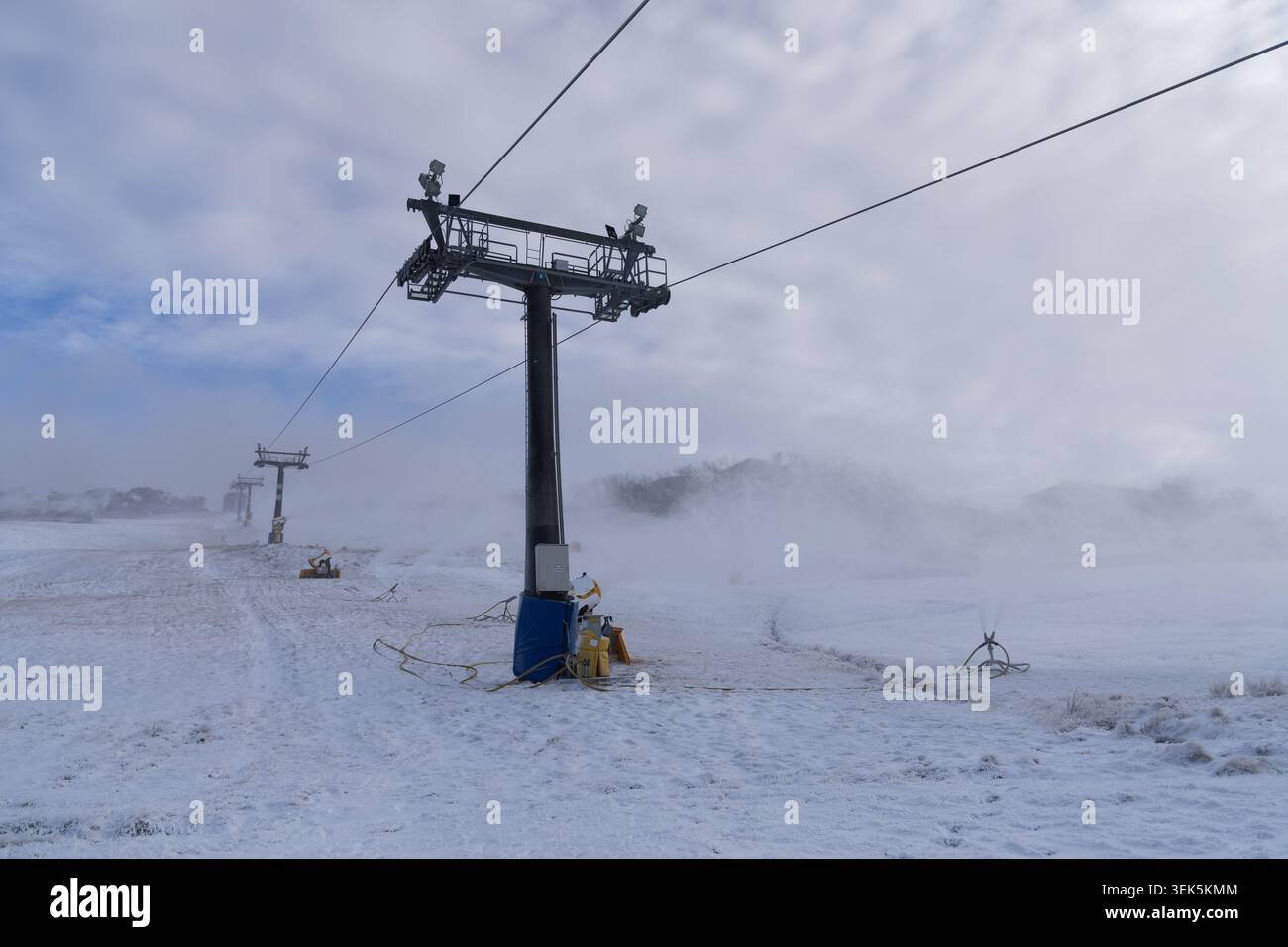 Fresh snow supplemented by man-made snow making on the first day of ...