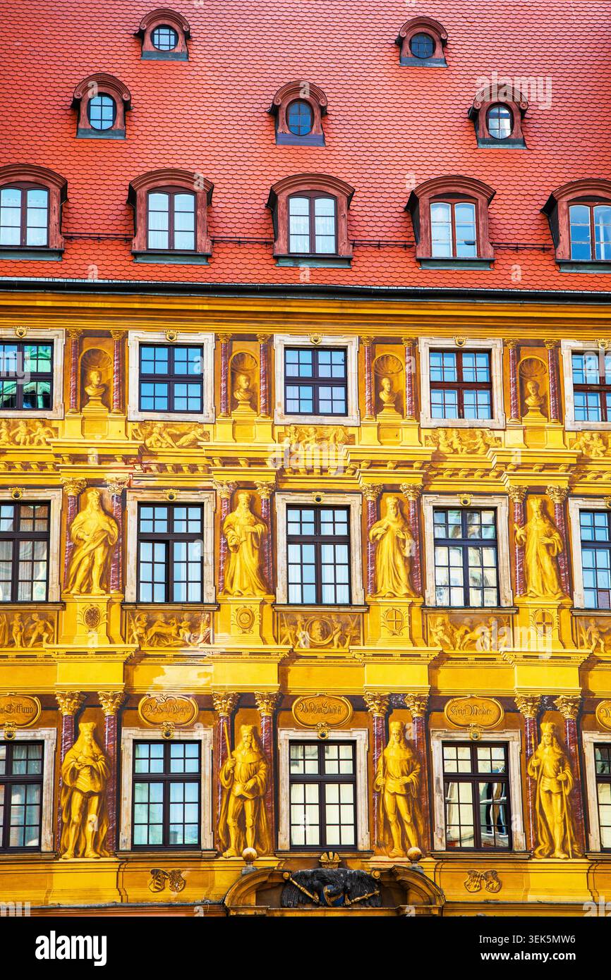 Beautiful yellow facade of the historic house of the seven electors ...