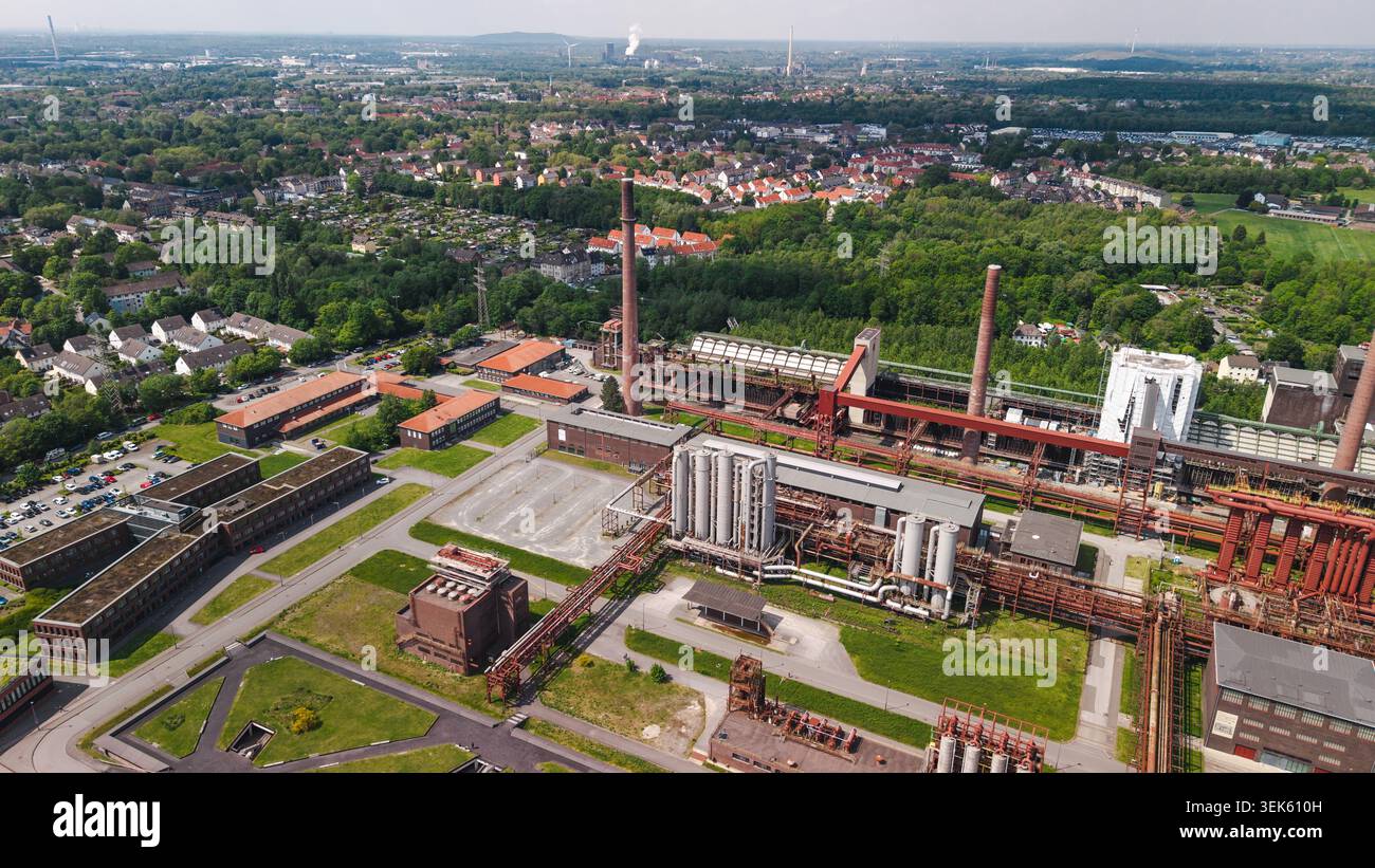 Aerial panorama of Zollverein Coal Mine Industrial Complex in Essen ...