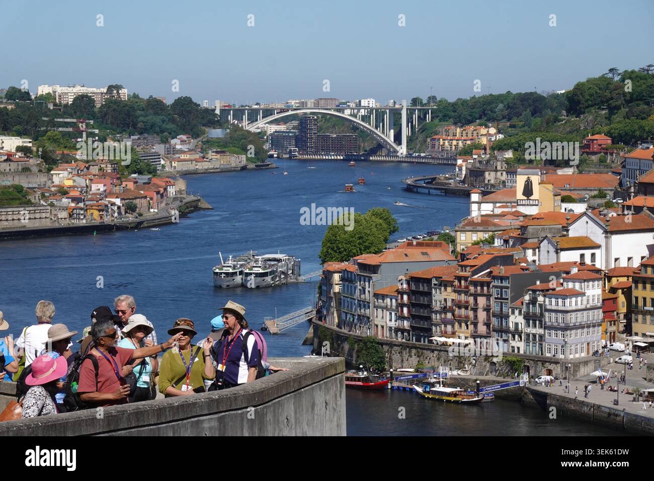 Portugal, Porto, Panoramic view of Porto city center and the Douro ...