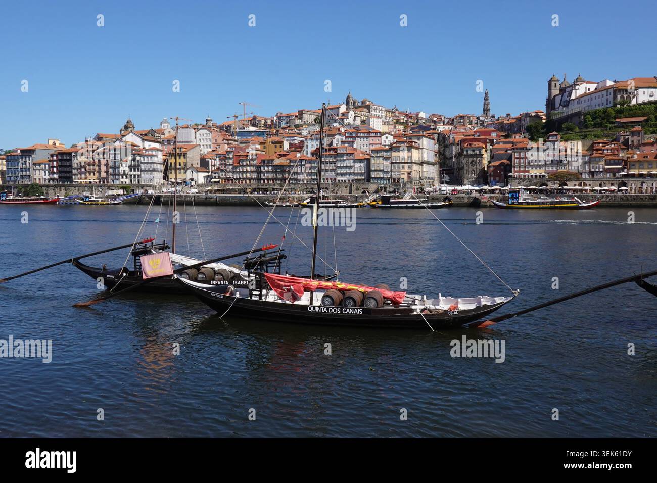 Portugal, Porto, Panoramic view of Porto city center and the Douro ...