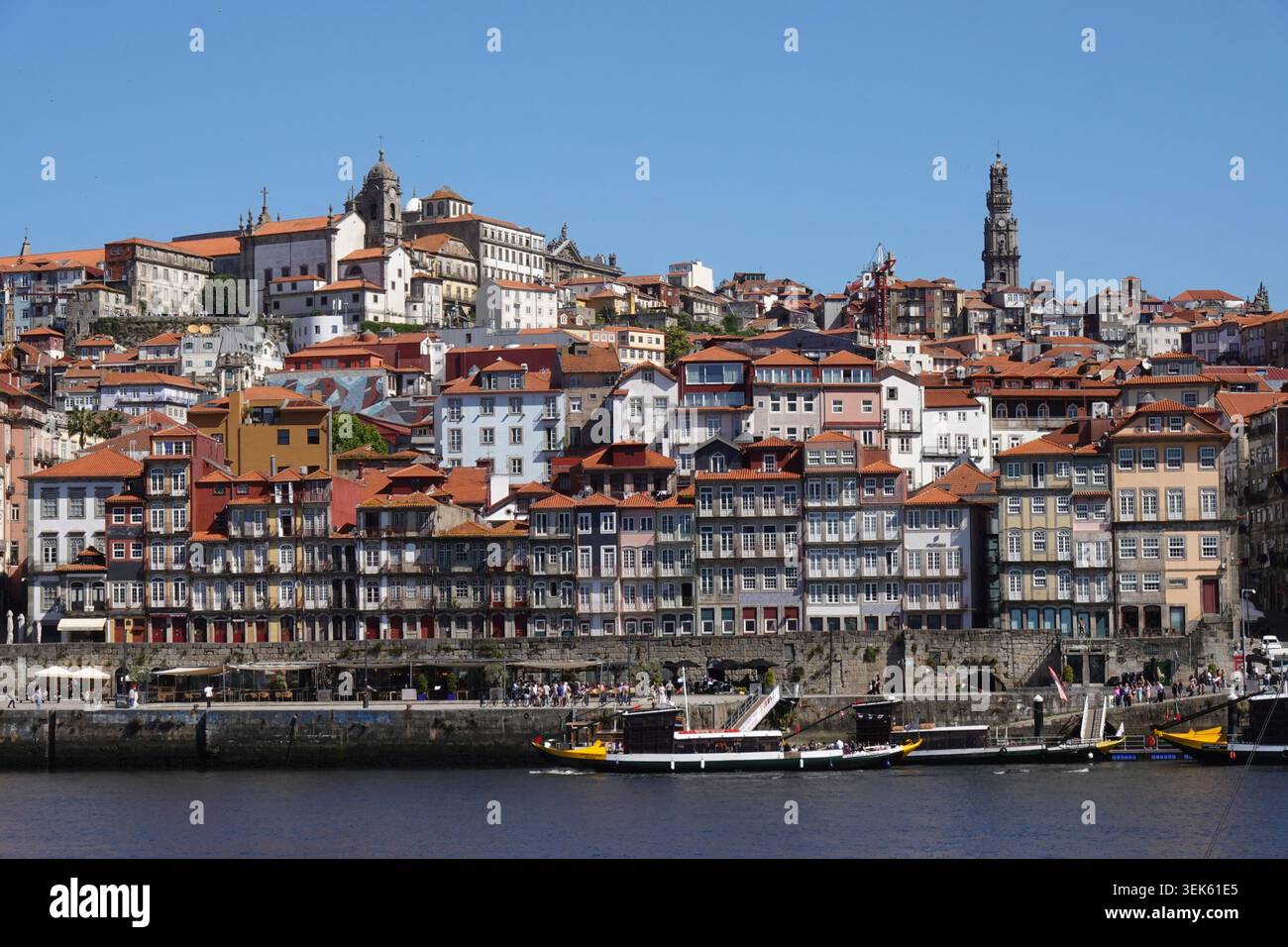 Portugal, Porto, Panoramic view of Porto city center and the Douro ...