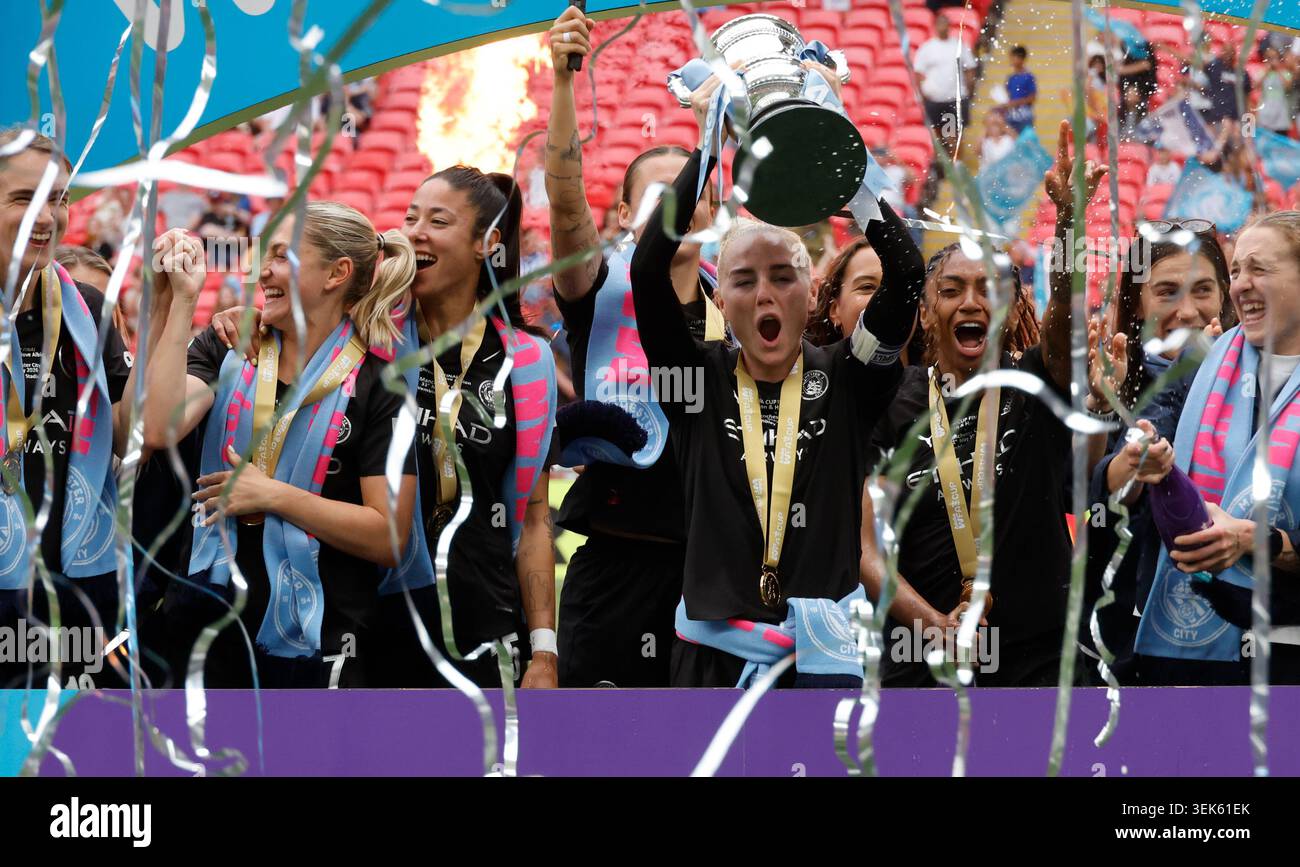 LONDON, ENGLAND - Alex Greenwood of Manchester City WFC with Trophy ...