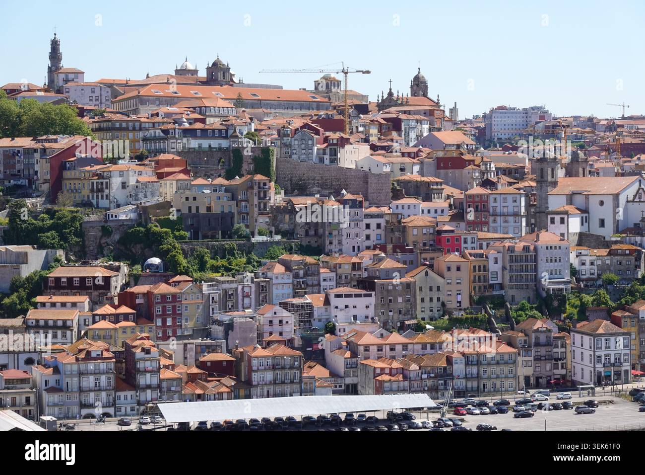 Portugal, Porto, Panoramic view of Porto city center and the Douro ...