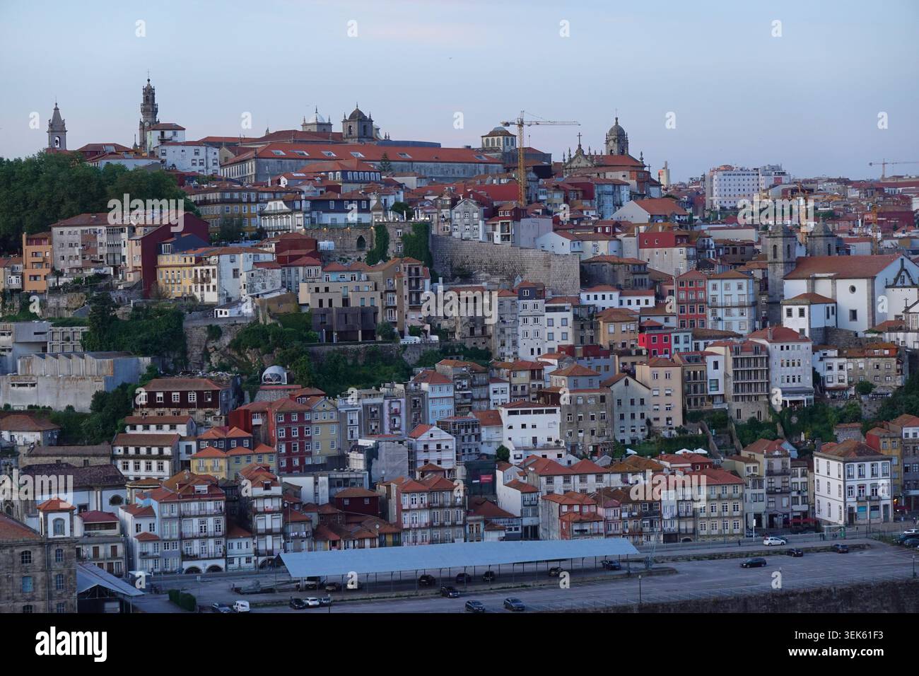 Portugal, Porto, Panoramic view of Porto city center and the Douro ...
