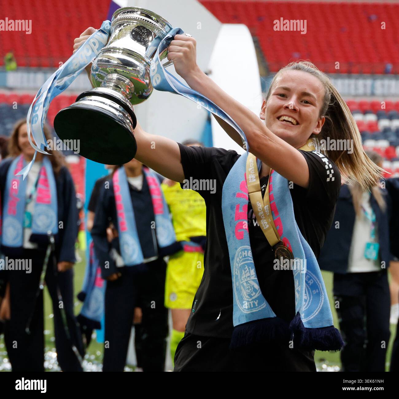 LONDON, ENGLAND - Lauren Hemp of Manchester City WFC with Trophy after ...