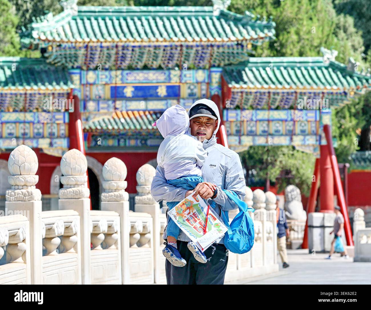 Tourists visit Beihai Park under scorching sun in Beijing, capital of ...