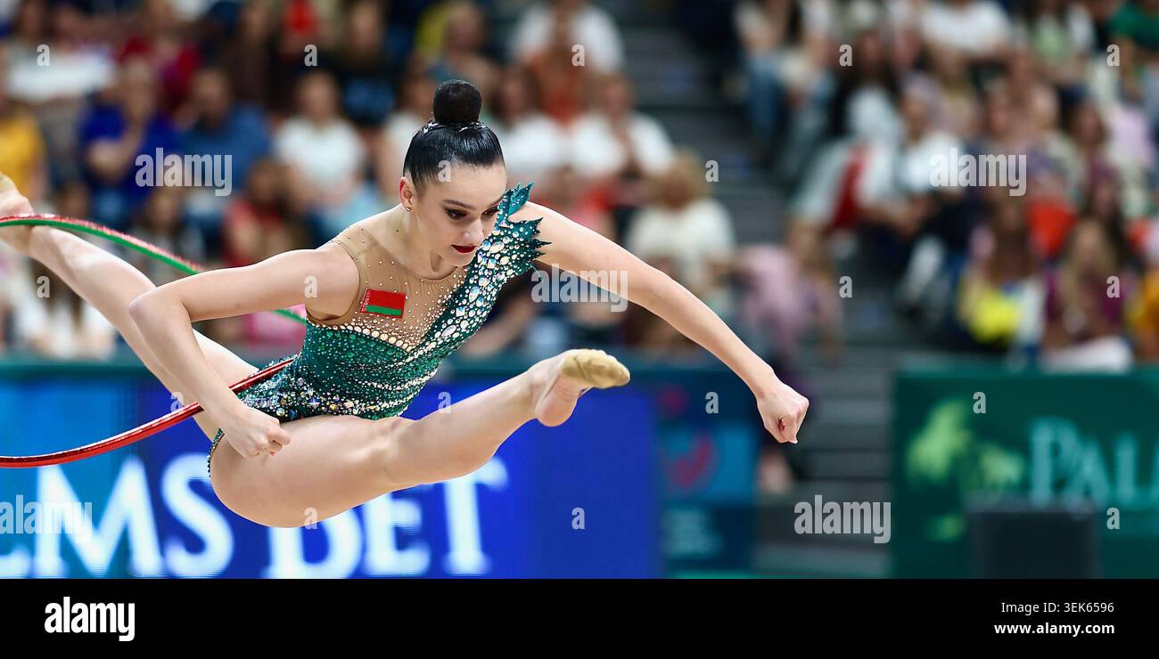 Alina Harnasko (Belarus) during the 2026 Rhythmic Gymnastics European ...