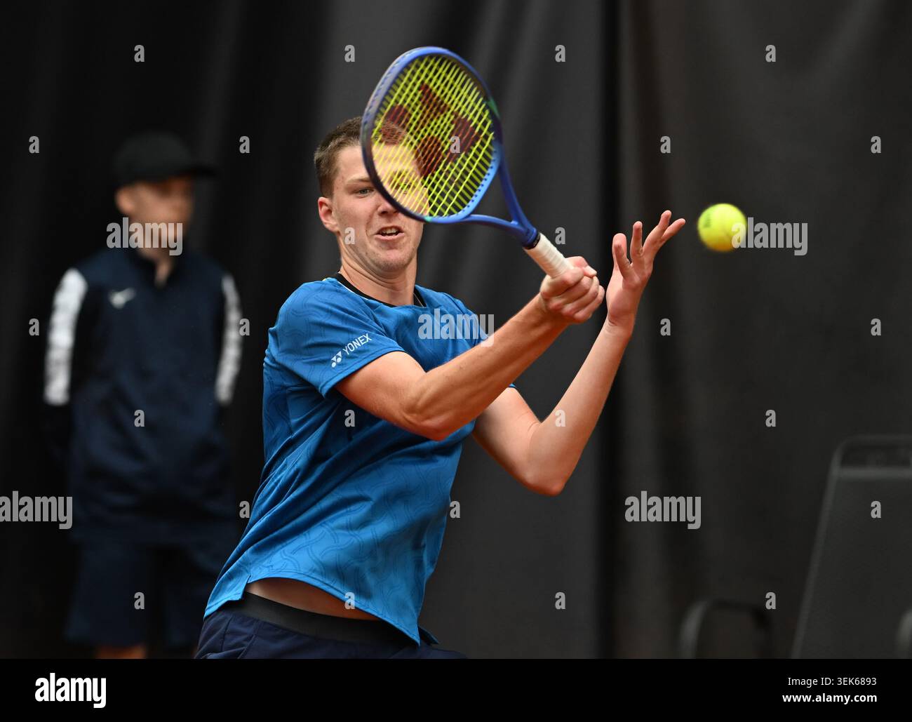 Jan Kumstat (CZE) playes against Oleg Prihodko during the second day of ...