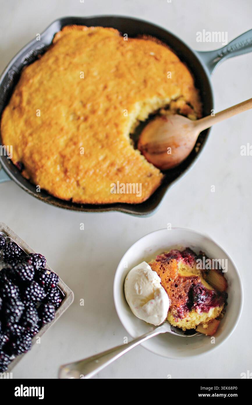 This image released by Voracious shows a recipe for cast-iron fruit ...