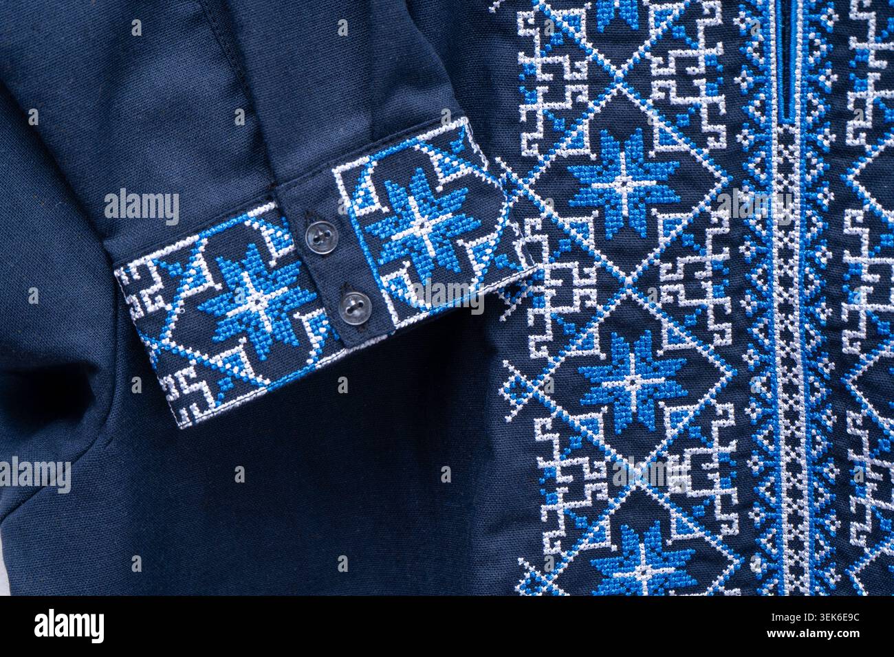 Ukrainian Vyshyvanka Men Embroidered Shirt Blue Geometric Ornaments ...