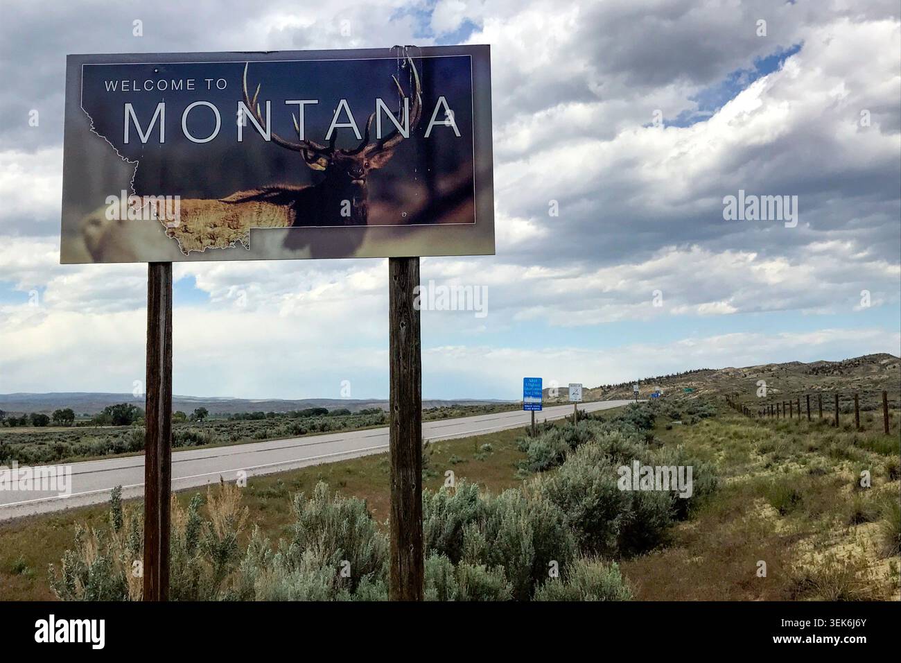 FILE - A "Welcome to Montana" sign is seen along Montana State Highway ...