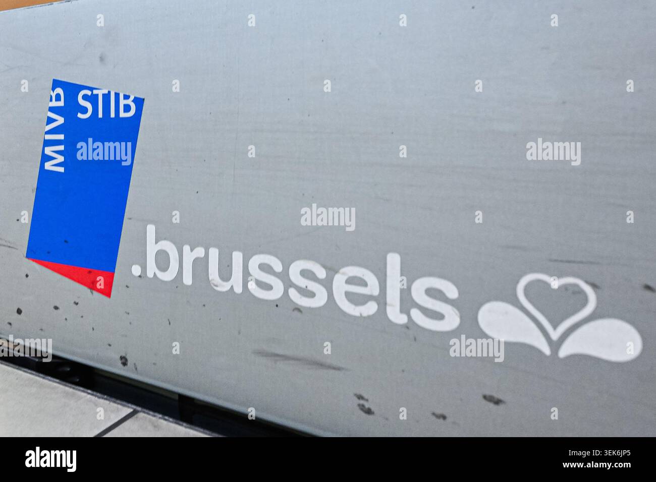 Logo STIB-MIVB of the Brussels' public transport company STIB-MIVB, in ...
