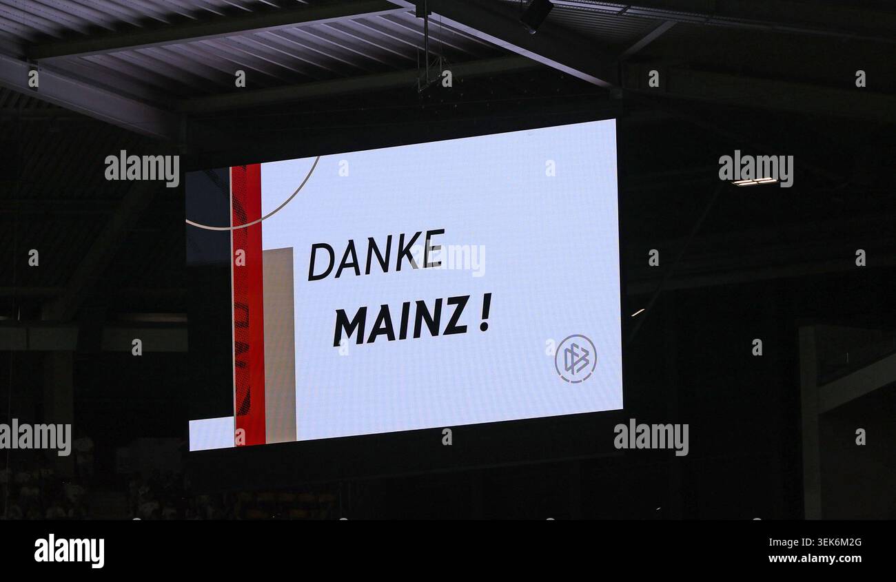 Scoreboard with "Thank you Mainz", MEWA Arena Mainz, May 31, 2026 ...