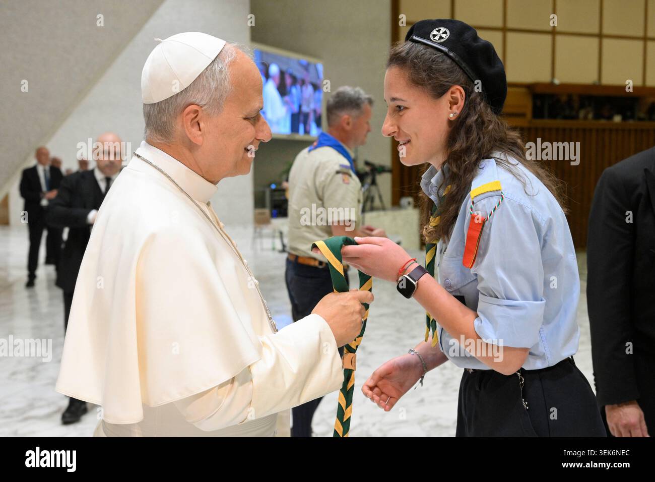 IPA85237111 - Italy, Rome, Vatican, 2026/6/1 Pope Leo XIV greets ...