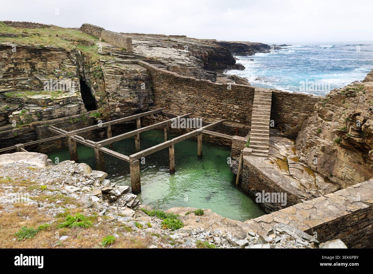 Natural pool for breeding shellfish in Rinlo town, a small fishing ...