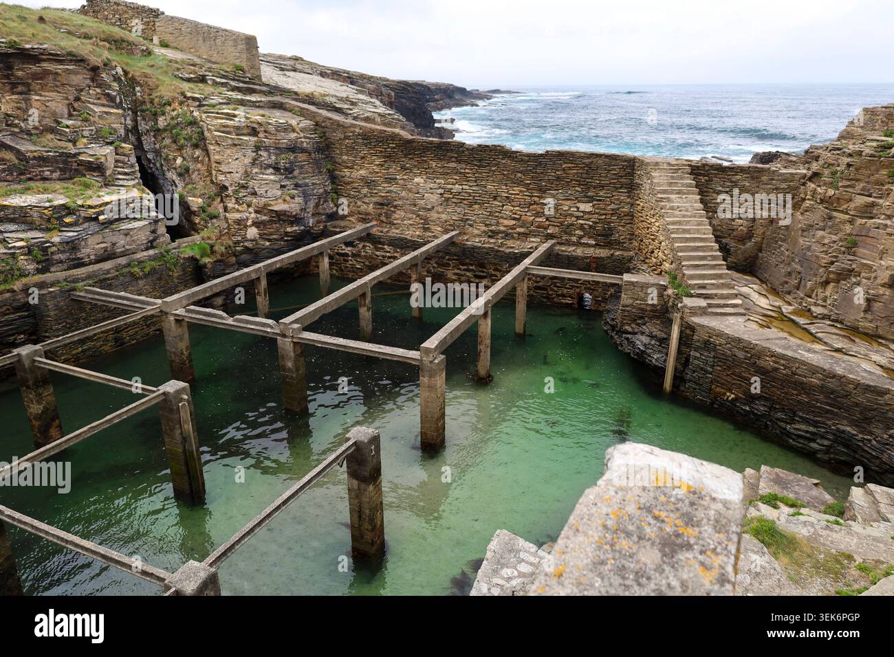 Natural pool for breeding shellfish in Rinlo town, a small fishing ...