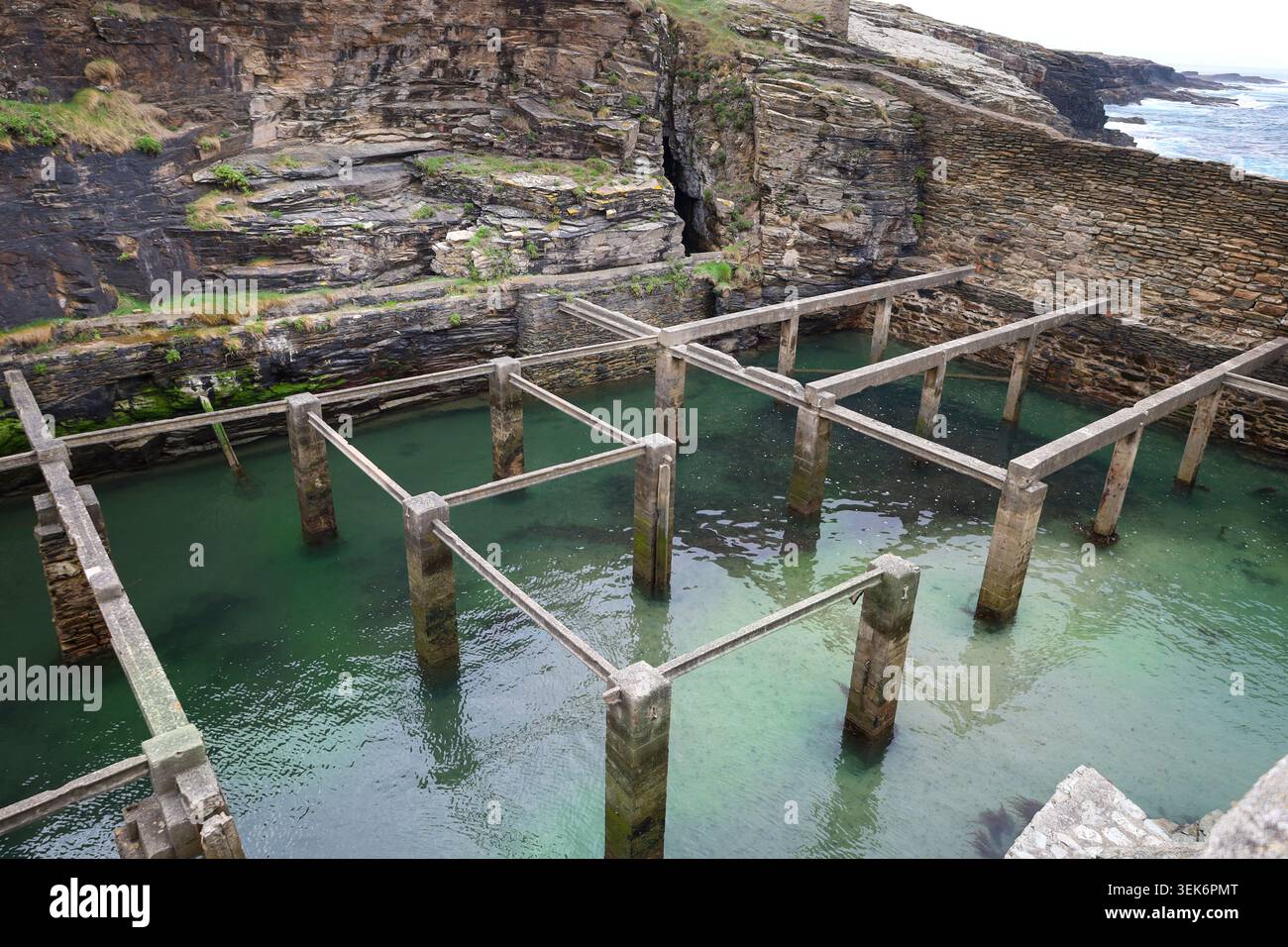 Natural pool for breeding shellfish in Rinlo town, a small fishing ...