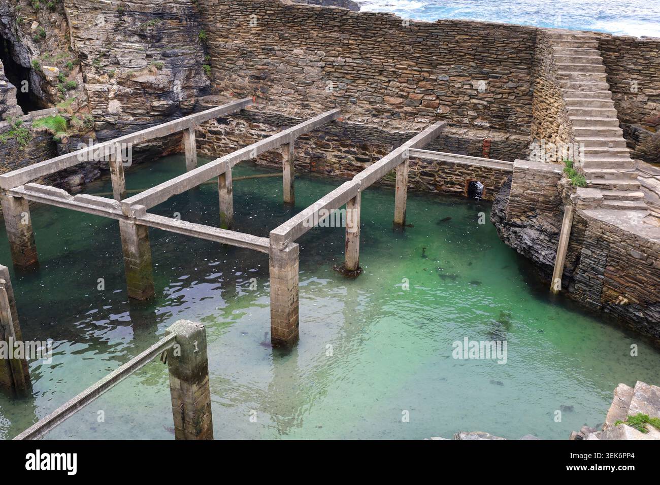 Natural pool for breeding shellfish in Rinlo town, a small fishing ...