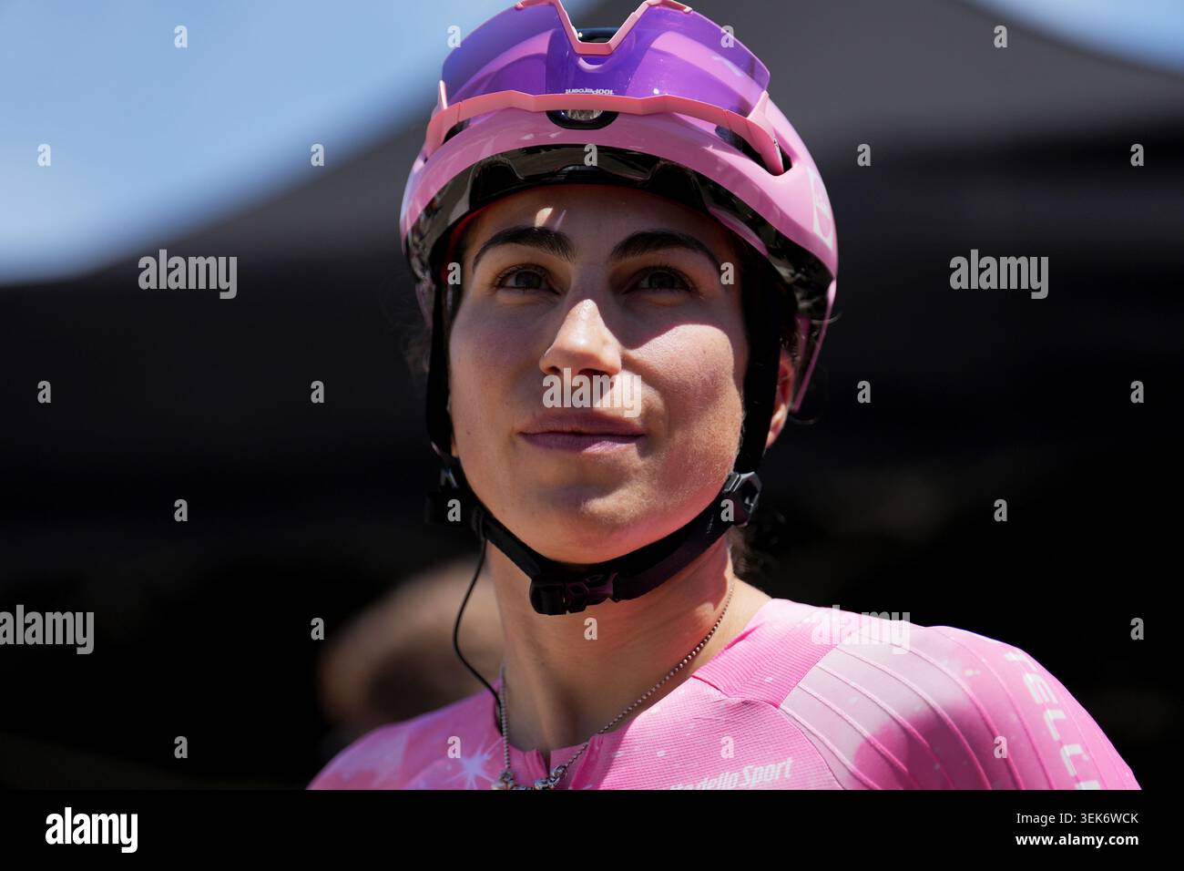 The pink jersey Italy’s Elisa Balsamo of Lidl - Trek’s during Stage 3 ...