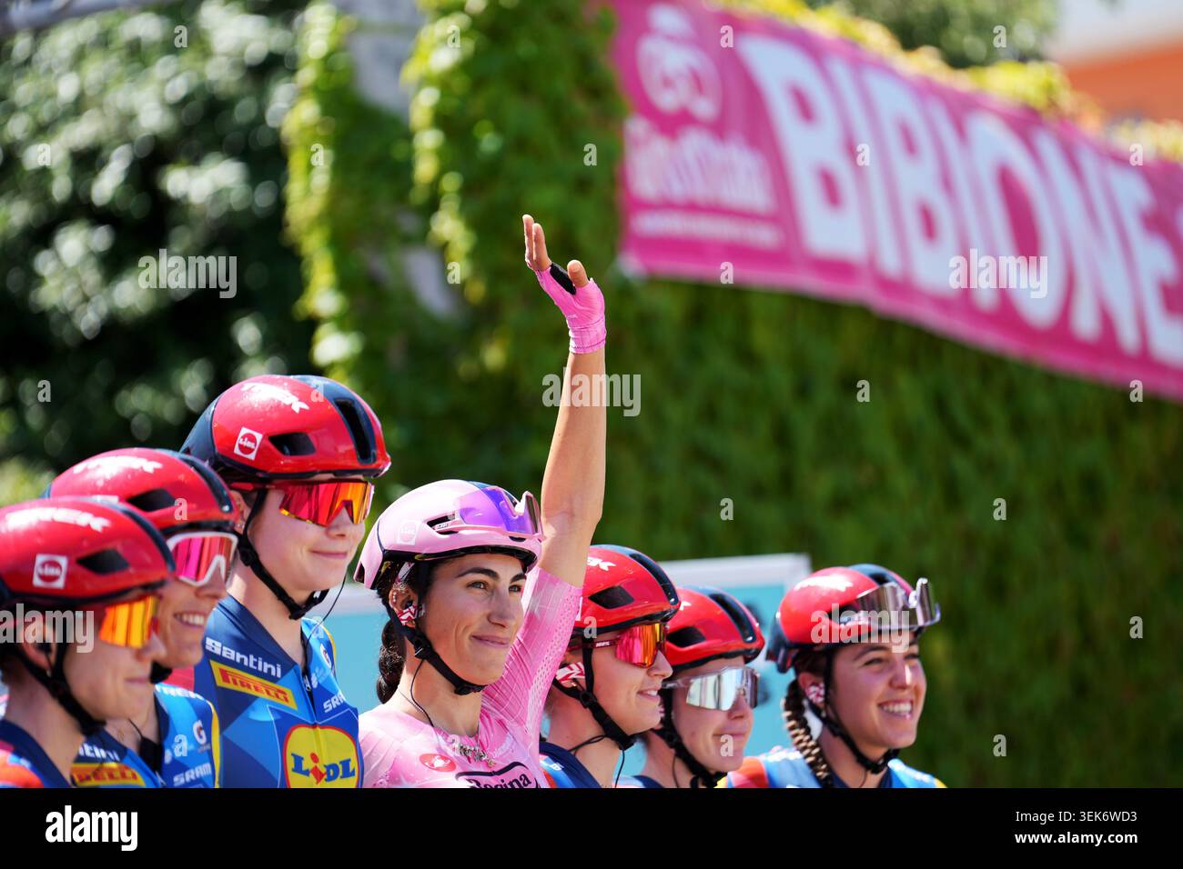 The pink jersey Italy’s Elisa Balsamo of Lidl - Trek’s during Stage 3 ...