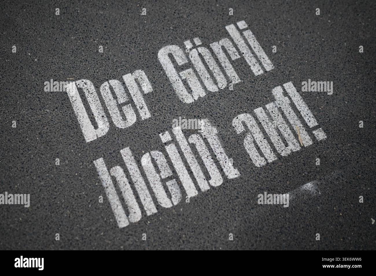 01 June 2026, Berlin: Graffiti reading "Görli stays open!" can be seen ...