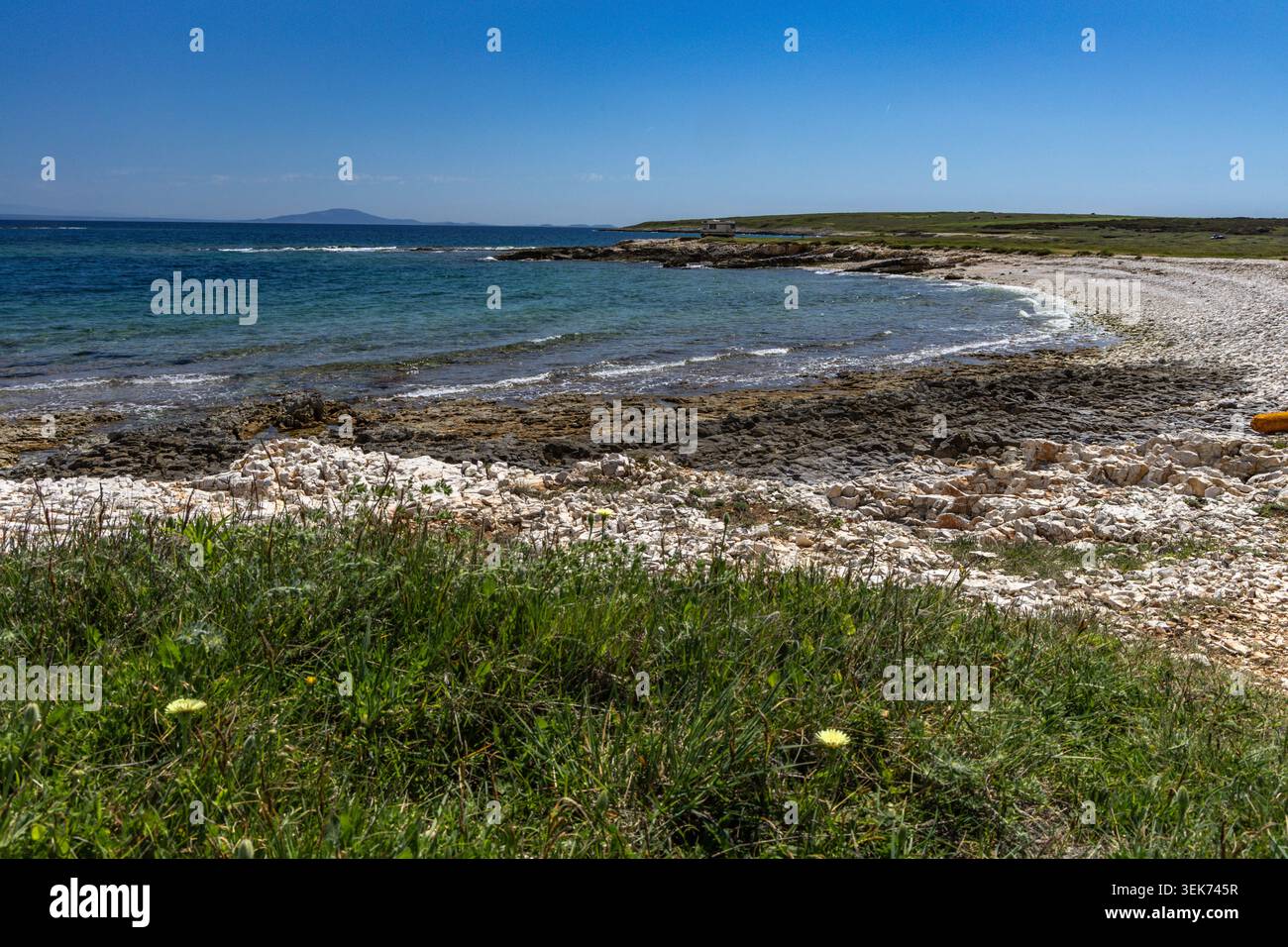 Picturesque coastal landscape of Lakosaše Beach near Medulin on the ...