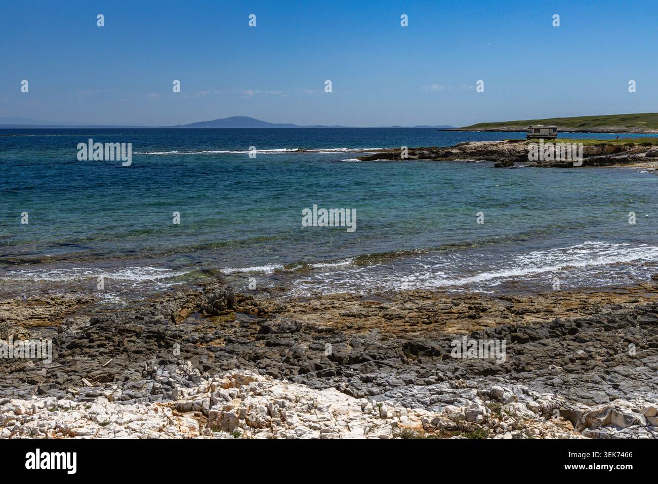 Picturesque coastal landscape of Lakosaše Beach near Medulin on the ...