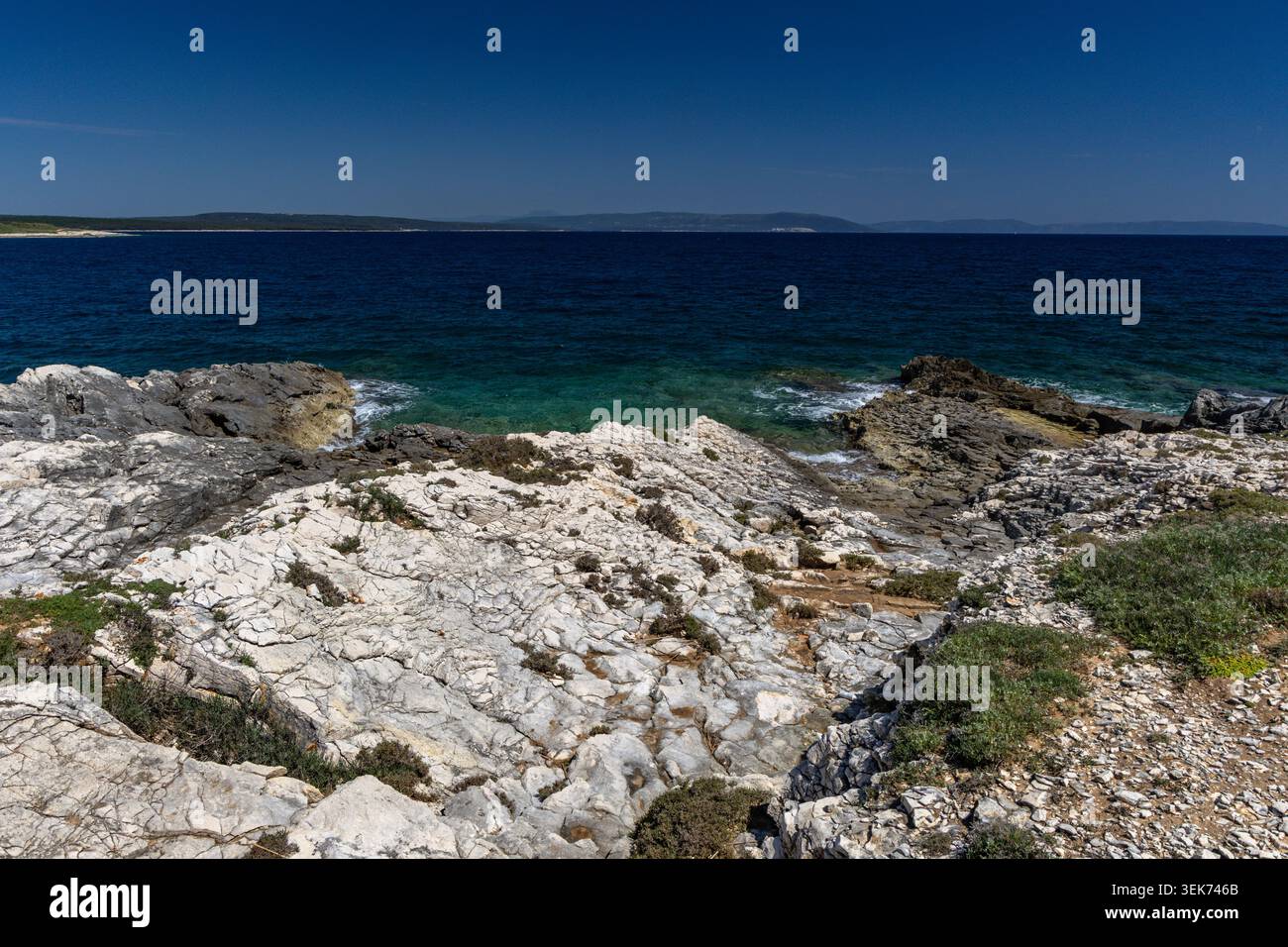 Picturesque coastal landscape of Lakosaše Beach near Medulin on the ...