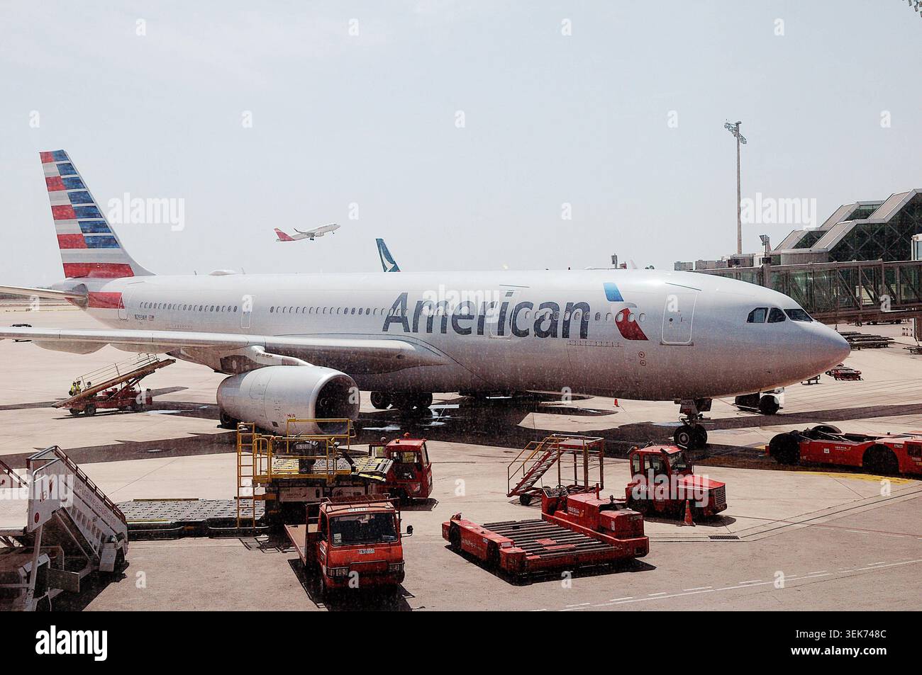 barcelona/catalonia/ Spain/ 26July 2019/American flight at Barcelona ...