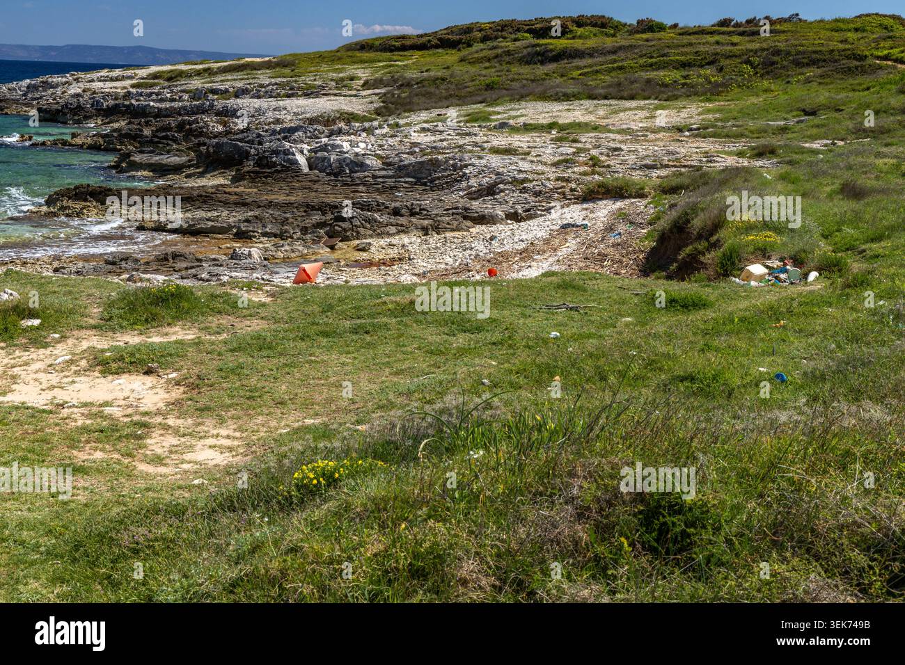 Picturesque coastal landscape of Lakosaše Beach near Medulin on the ...